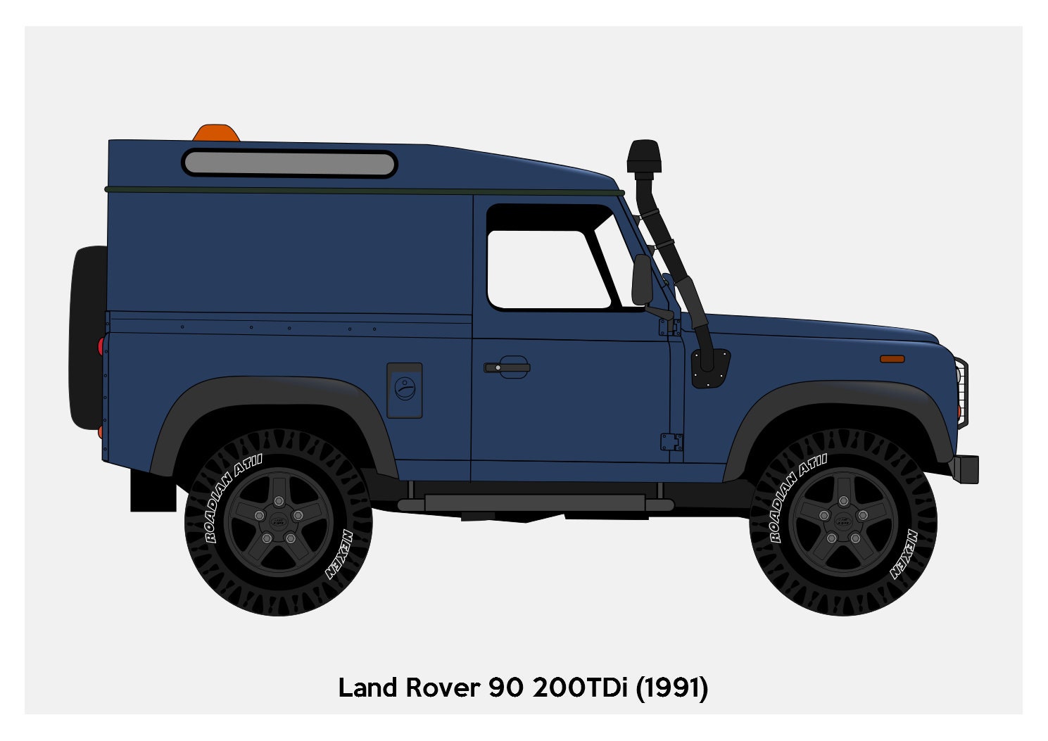 POSTER Land Rover Defender 90 Blue Vector Art - Etsy