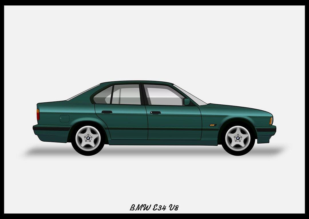 BMW E34 Green- 5 Series - Colour Vector File Download - .PDF, .svg ...