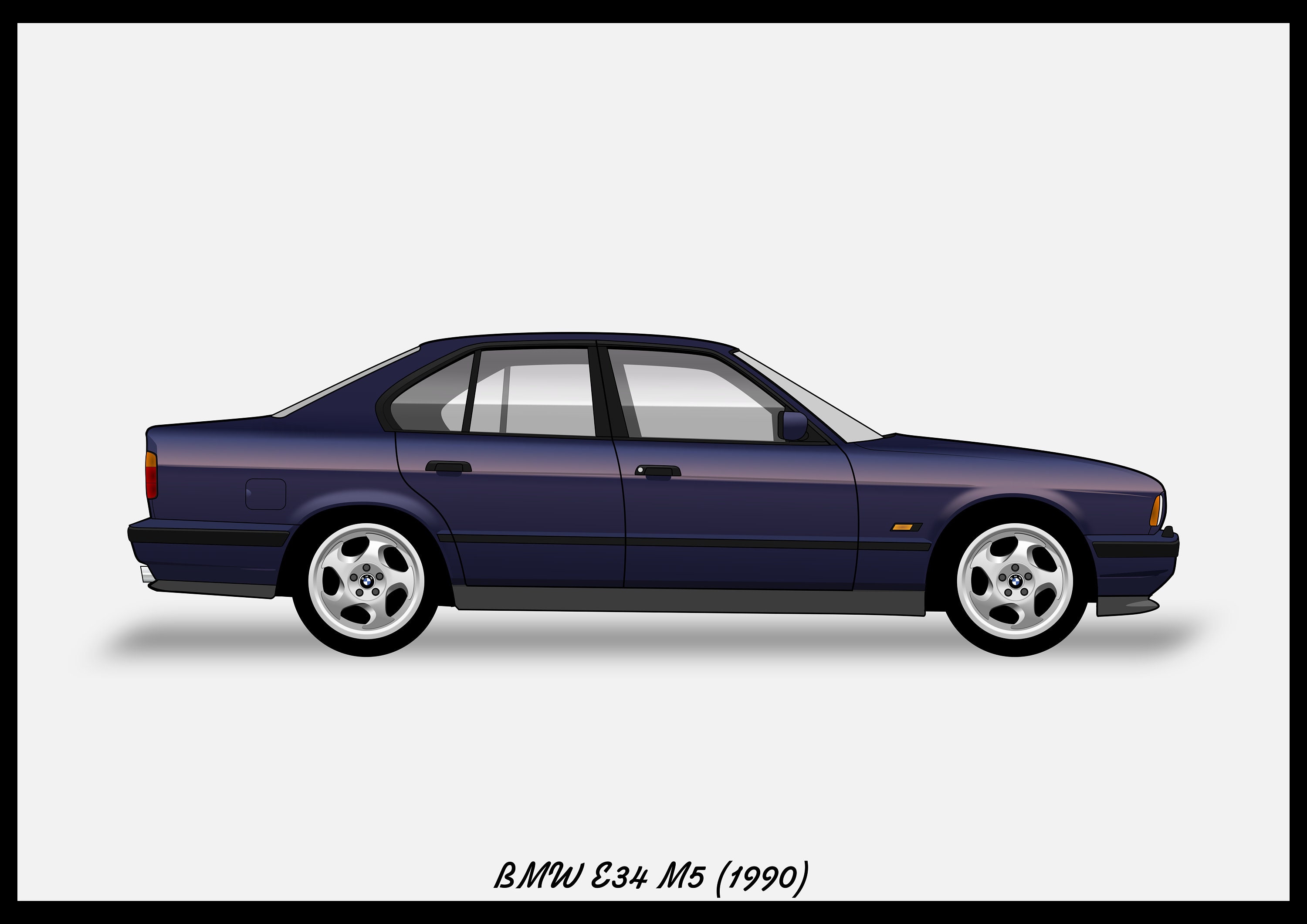 BMW E34 5 Series M5 Colour Vector File Download .PDF - Etsy