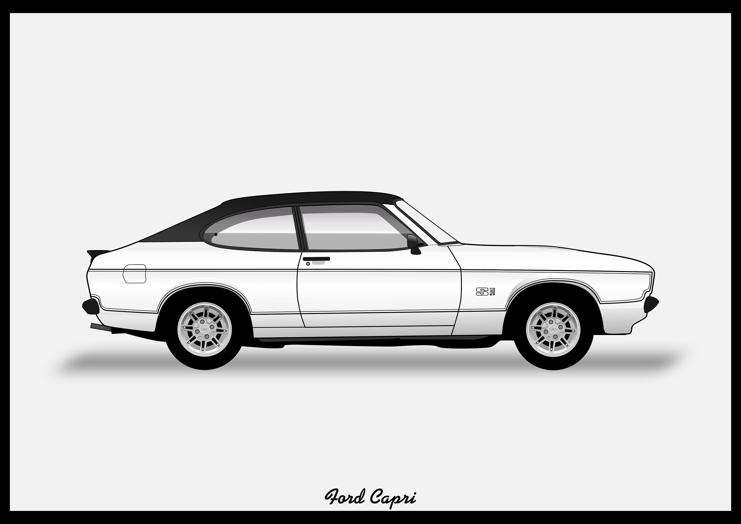 FORD CAPRI Mk2 - Colour Vector File Download - .PDF, .svg, .png - Etsy