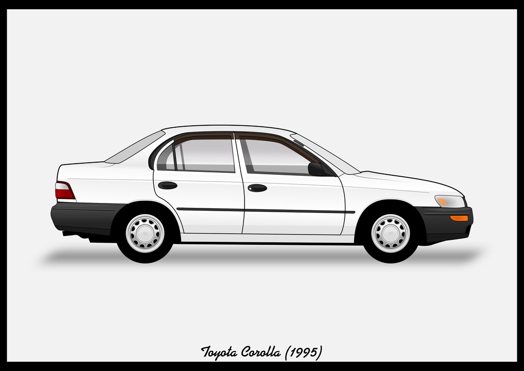 TOYOTA COROLLA 1995 - Colour Vector File Download - .PDF, .svg, .png - Etsy