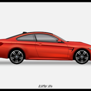 BMW M4 - 4 Series - Colour Vector File Download - .PDF, .svg, .png - Etsy