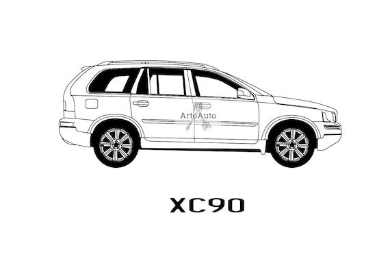Volvo XC90 Outline Vector .SVG .PDF .png | Etsy UK