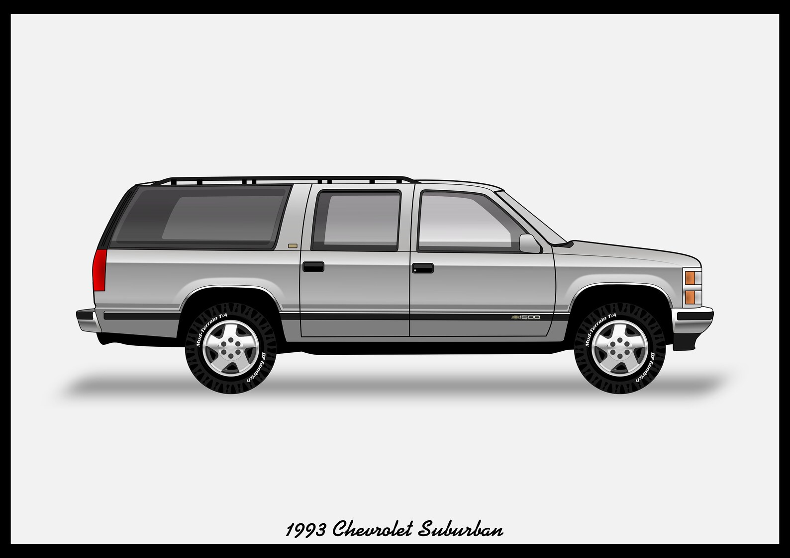 CARTEL CHEVROLET SUBURBAN 1993 Silver Vector Art - Etsy España