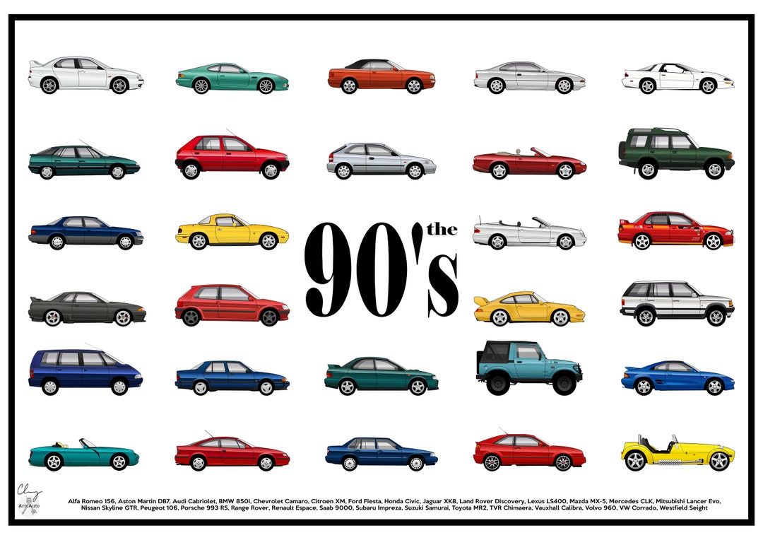 A2 POSTER - CARS of the 1990's - Etsy