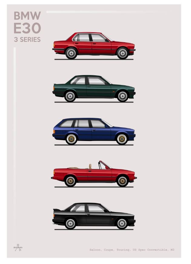 POSTER BMW E30 Evolution Colour - Etsy UK