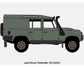 POSTER Land Rover Defender 90 Green Vector Art | Etsy