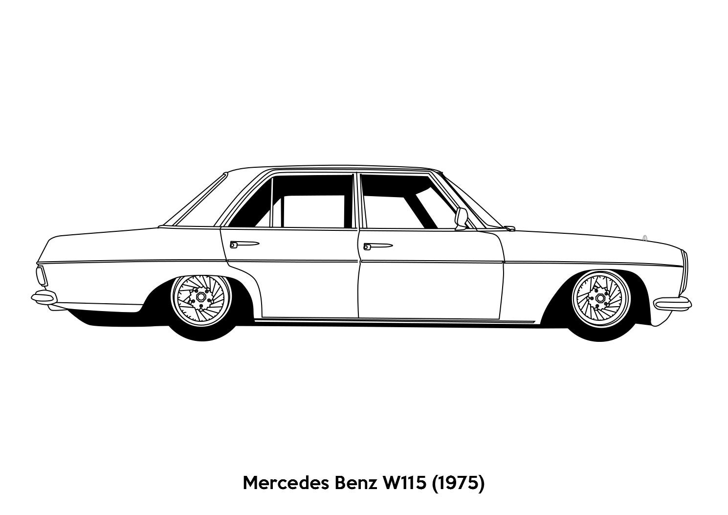 MERCEDES W115 Lowrider Outline Vector - .SVG, .pdf, .png - Etsy
