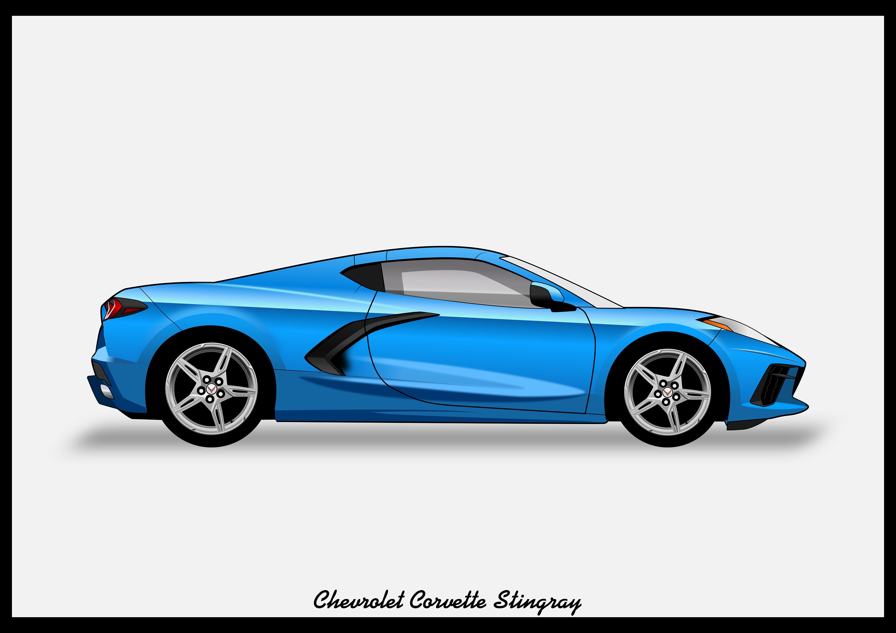 CHEVROLET CORVETTE C8 Colour Vector File Download .PDF - Etsy