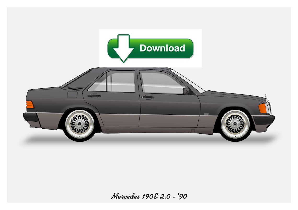 MERCEDES 190E 1 Vector Image .SVG .PDF .png - Etsy UK