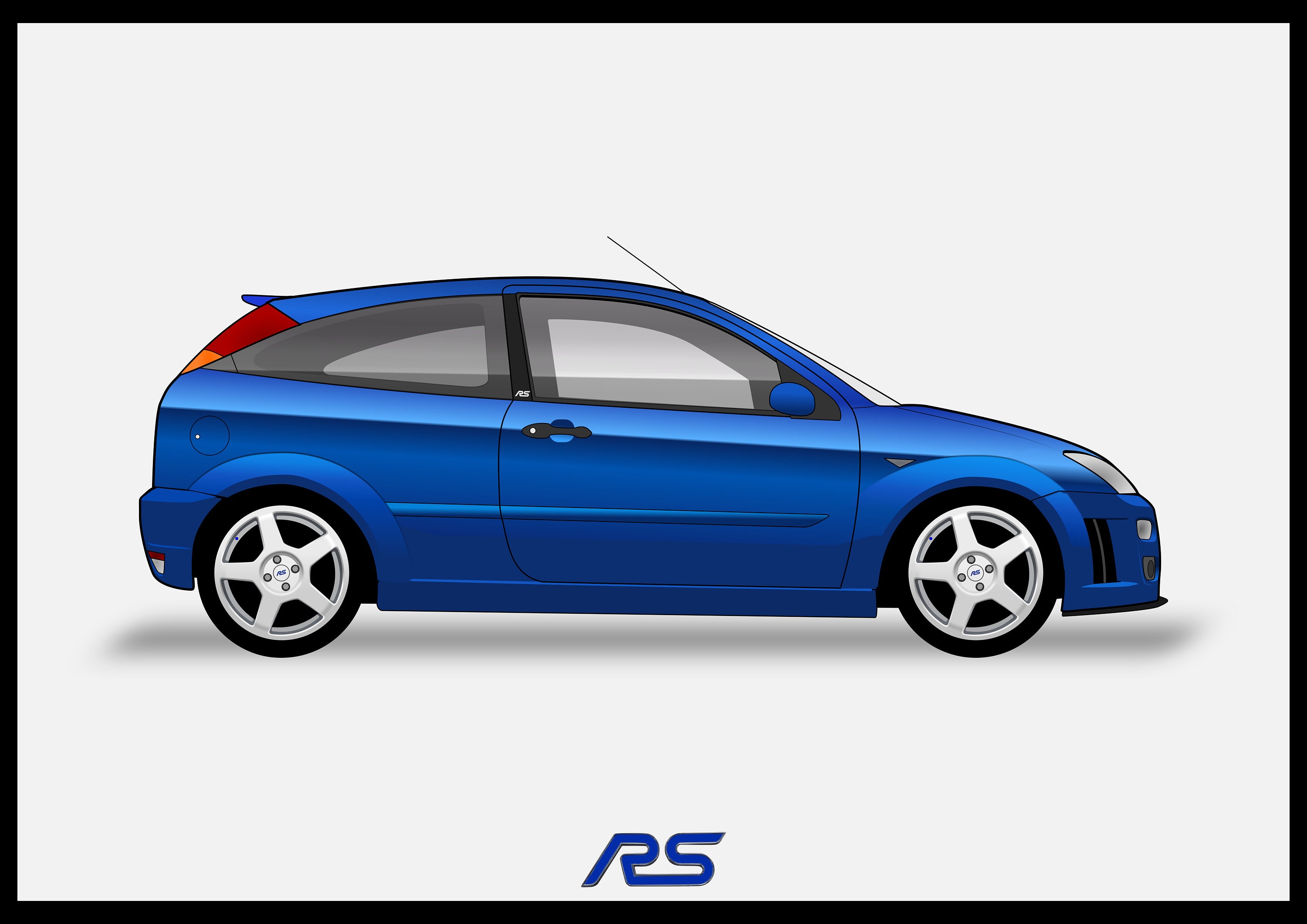 FORD FOCUS Mk1 Rs- Colour Vector File Download - .PDF, .svg, .png - Etsy