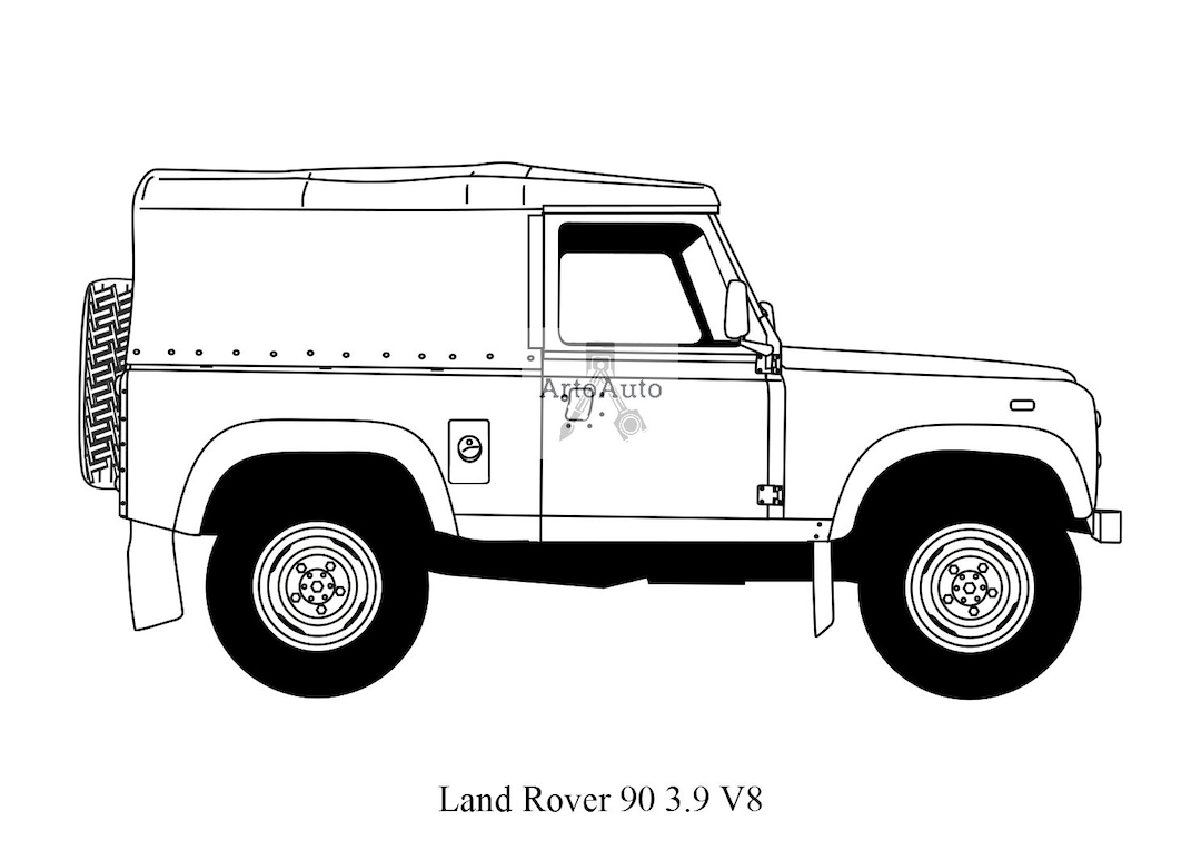Land Rover 90 V8 Outline Vector - .SVG, .PDF, .png - Etsy UK