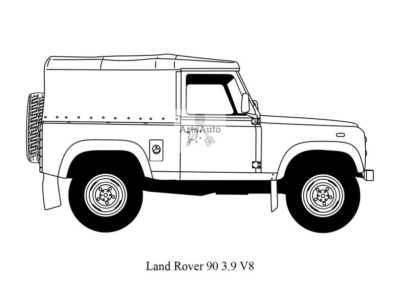 Land Rover 90 V8 Outline Vector .SVG .PDF .png | Etsy