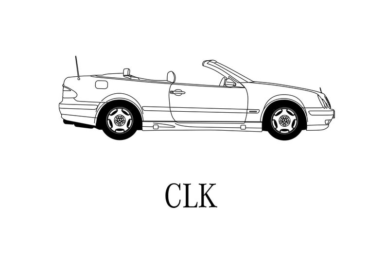 MERCEDES CLK Outline Vector - .SVG, .pdf, .png - Etsy