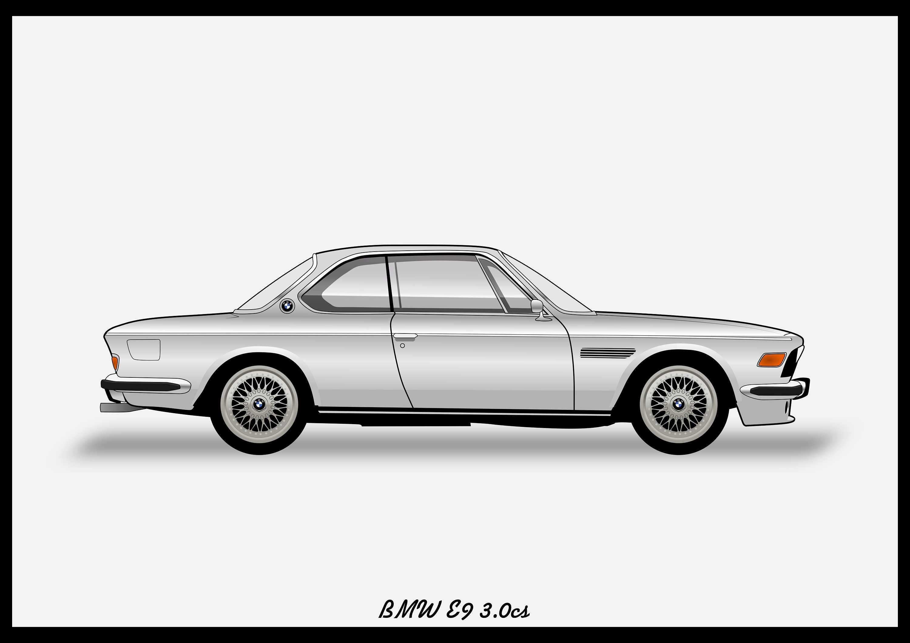 BMW E9 - 3.0 Cs - Colour Vector File Download - .PDF, .svg, .png - Etsy