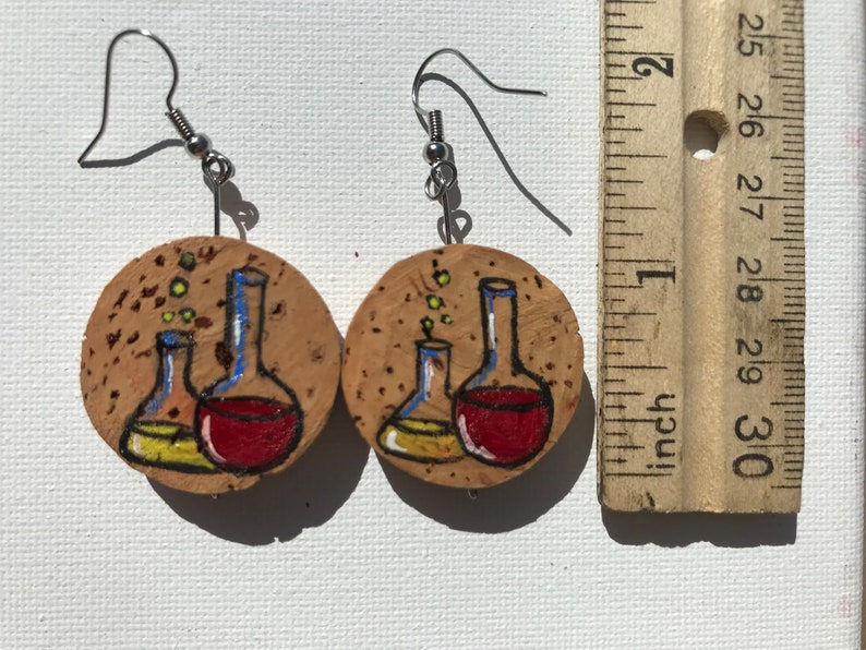FUNDRAISER! Science Hand-painted Wine Cork Earrings Made From Recycled ...
