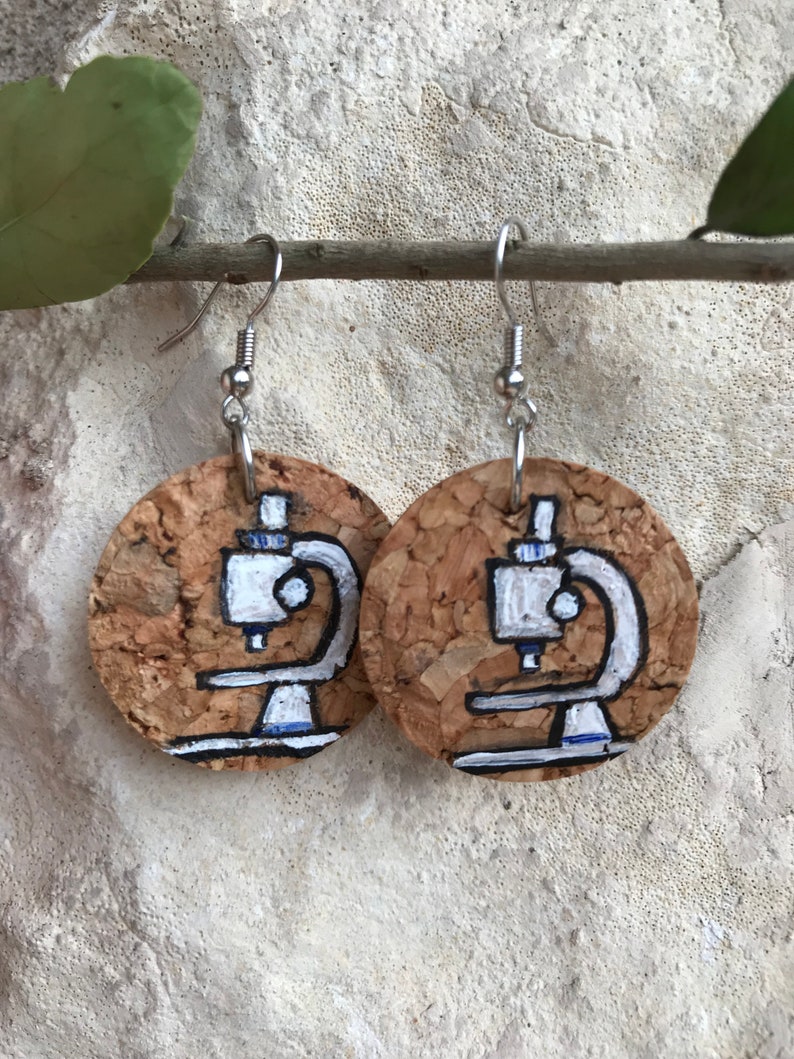 FUNDRAISER! Science Hand-painted Wine Cork Earrings Made From Recycled ...