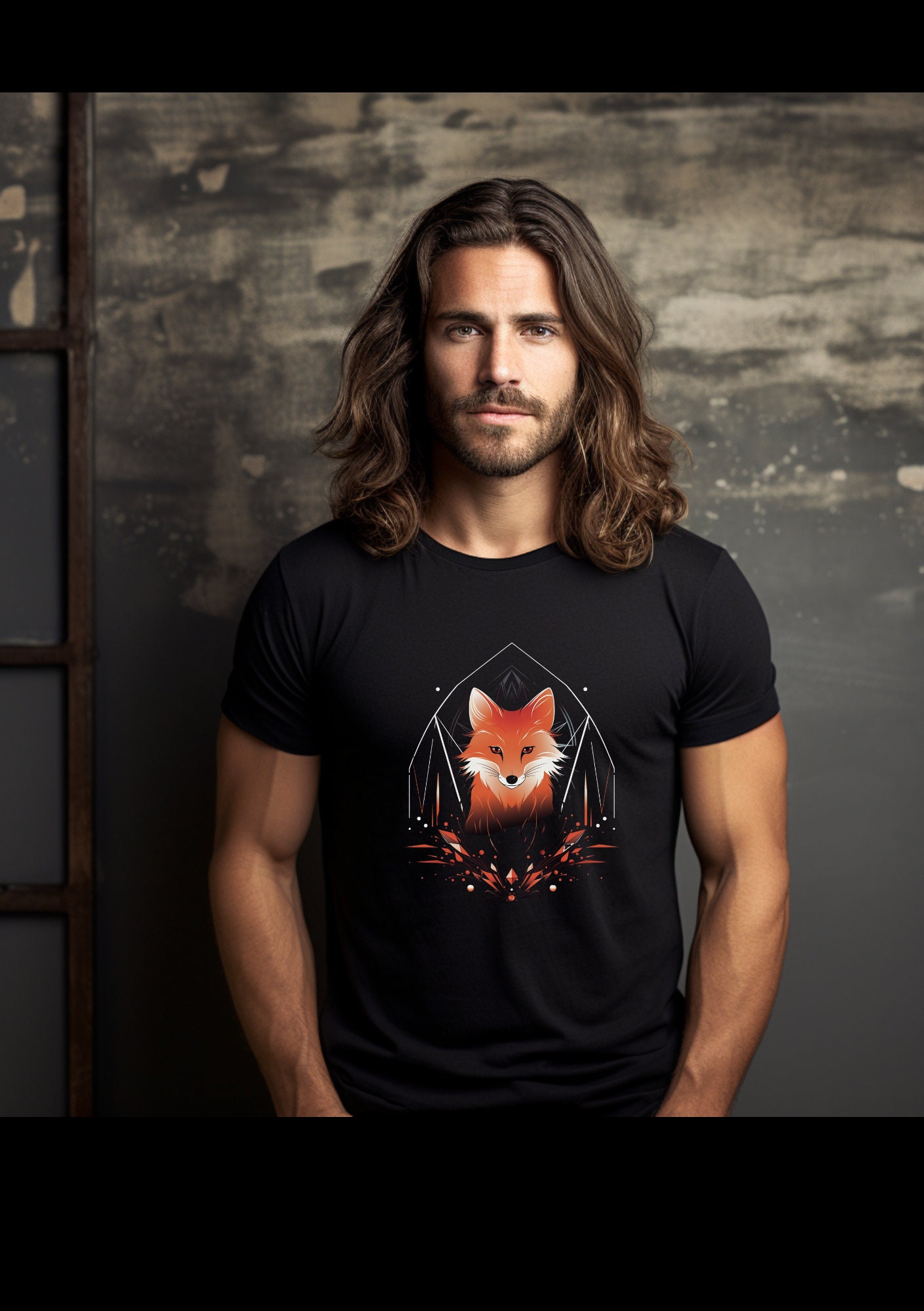 Kitsune Fox T-shirt, Unisex, Geometry Modern Style - Etsy
