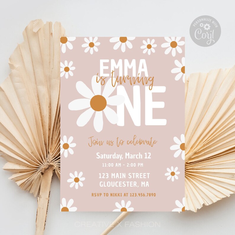 Editable Daisy First Birthday Invitation Daisy Birthday - Etsy