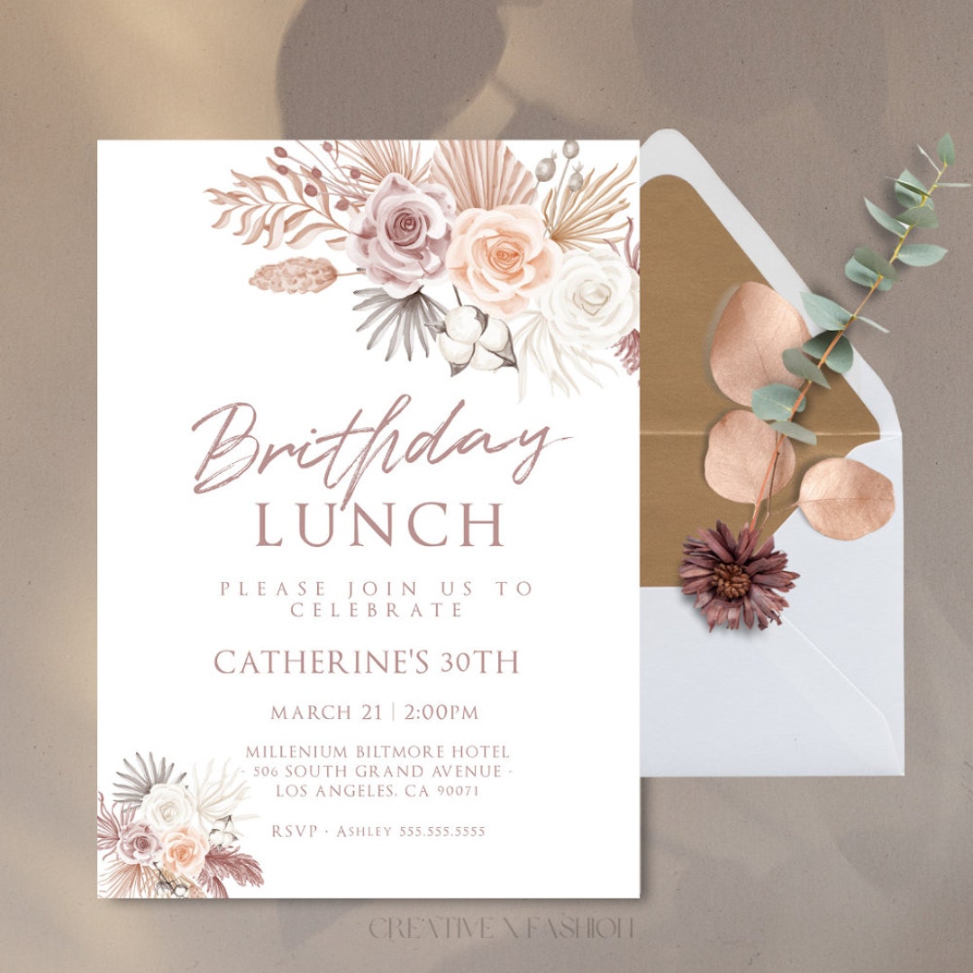 Editable Birthday Party Invitation Lunch / Dinner Invitation - Etsy