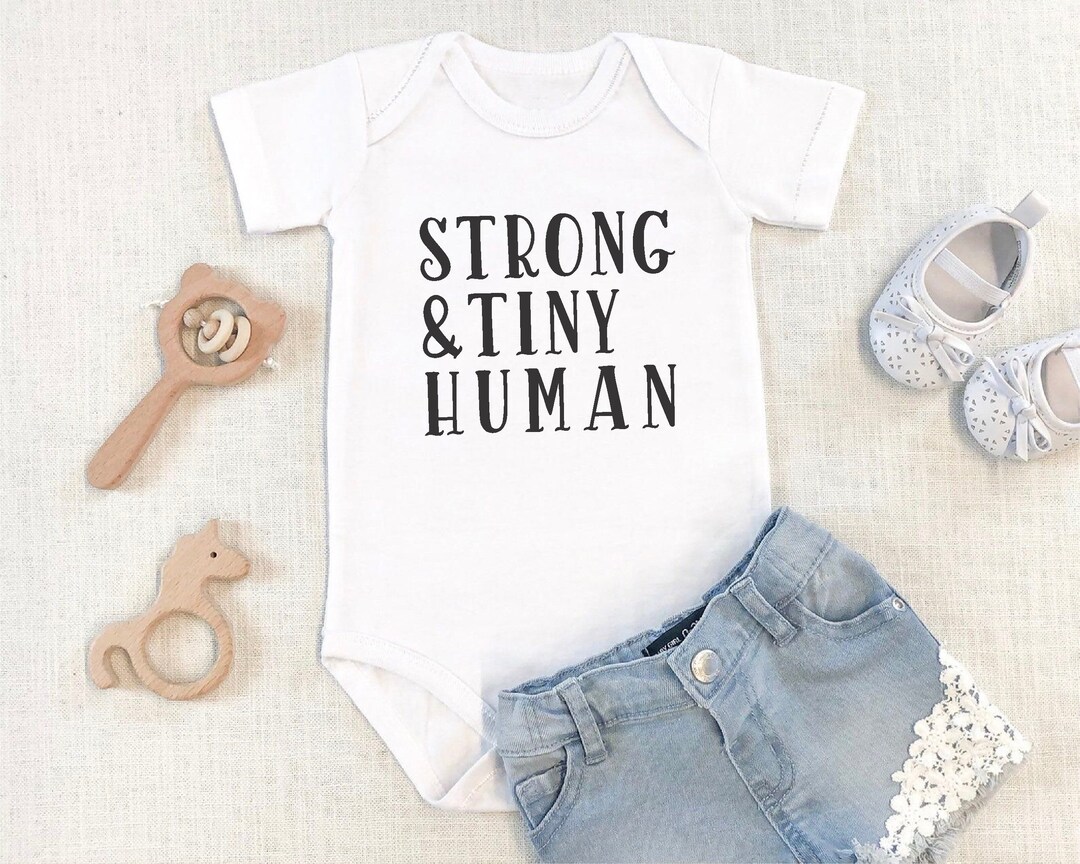 Strong and Tiny Human Onesie - Etsy