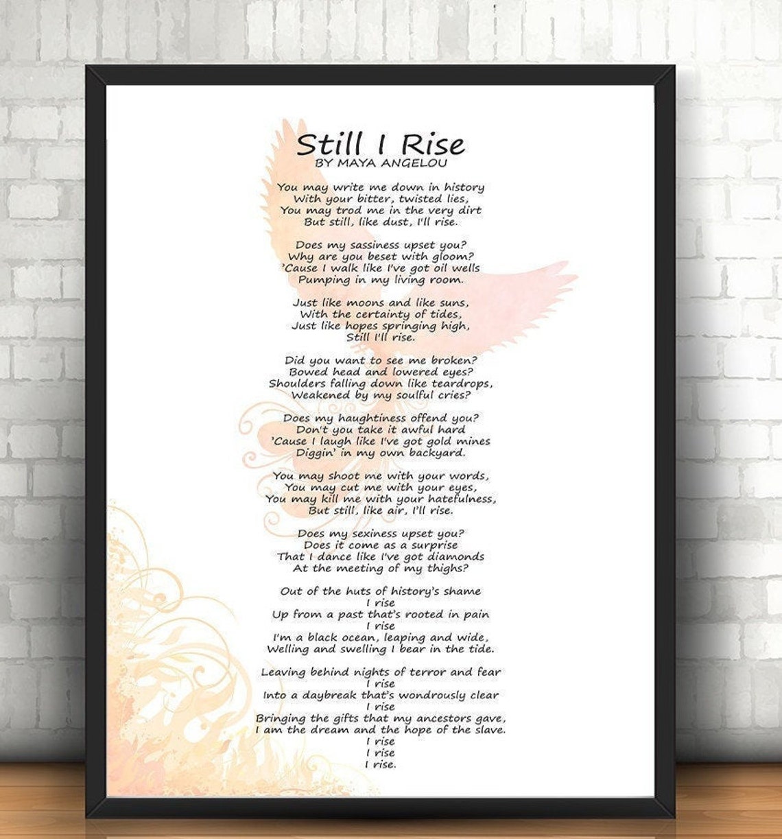 Maya Angelou Still I Rise Poem Instant Digital Download | Etsy