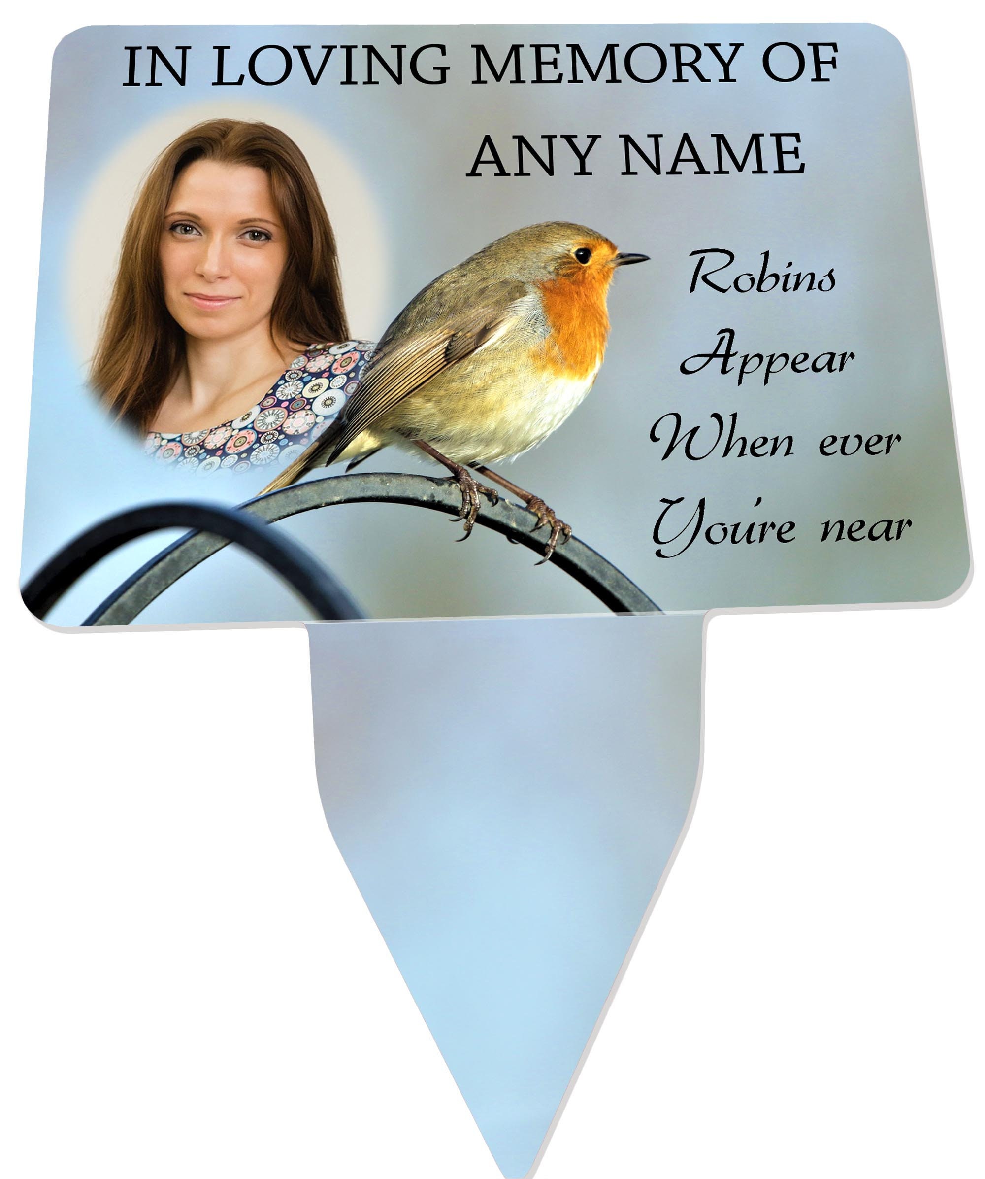 Your Photo Personalised Memorial Robin Plaque & Stake Spike. - Etsy