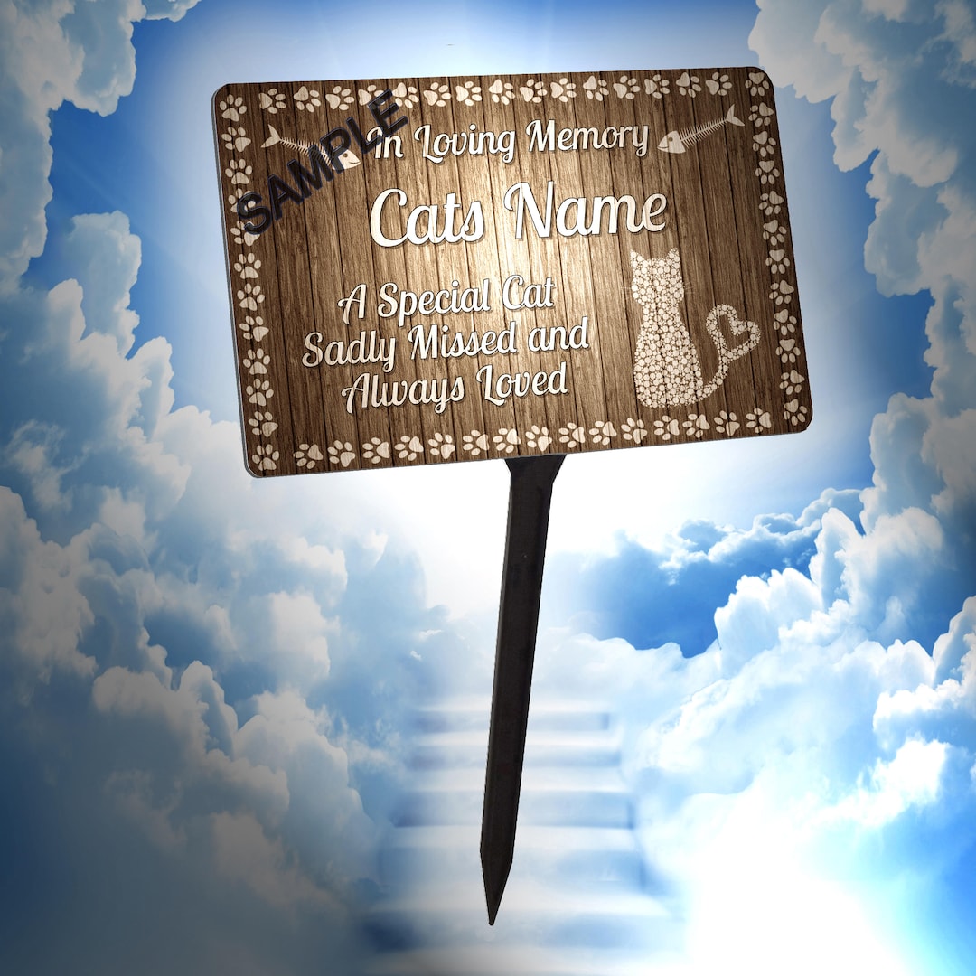 Personalised Cat Memorial Plaque & Stake. 100% Waterproof, - Etsy