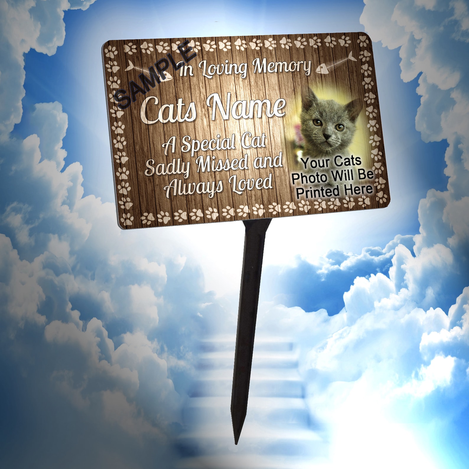 Your Photo Personalised Cat Memorial Plaque & Stake. - Etsy