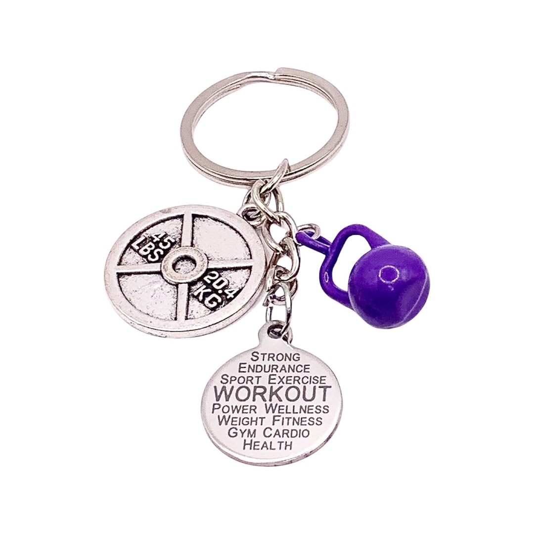 Workout Keychain, Gym Accessory, Fitness Quote, Kettlebell Charm ...