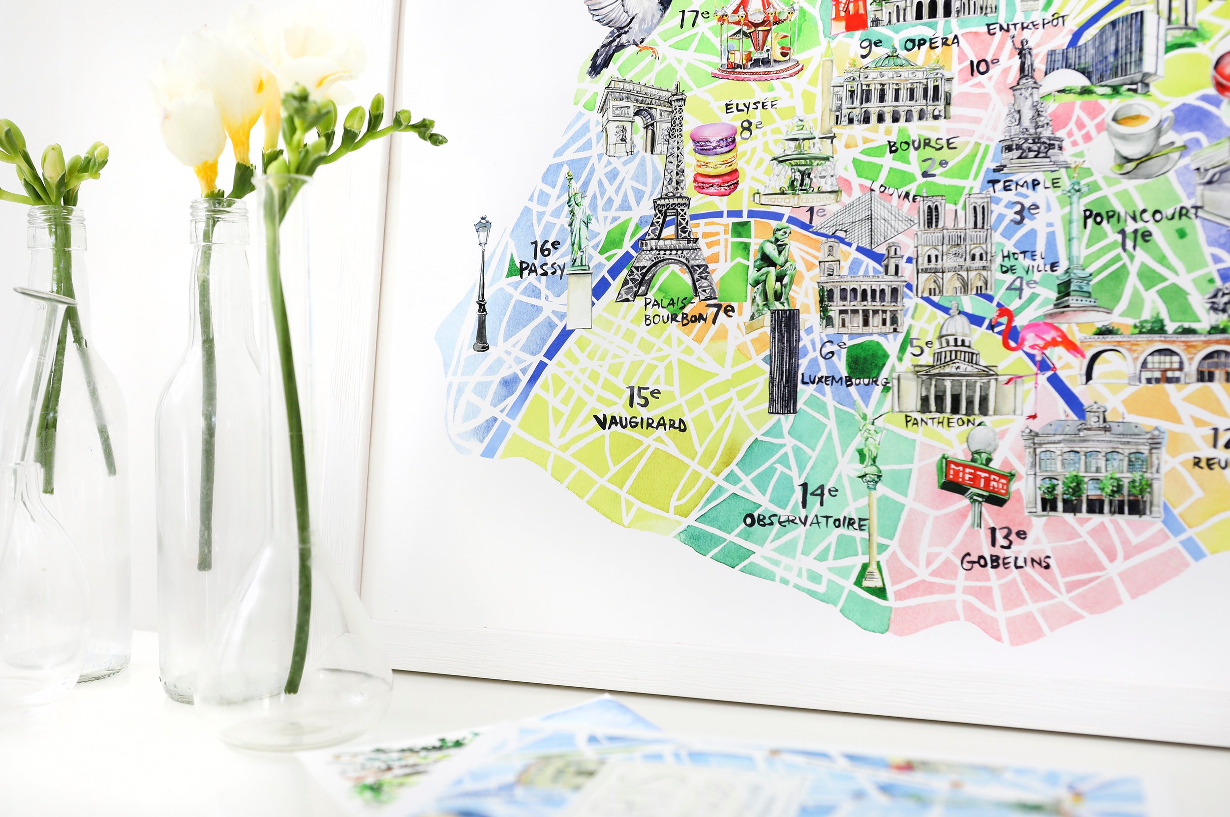 Paris Je T'aime! Watercolor Map of Paris / Limited Edition "paris in ...