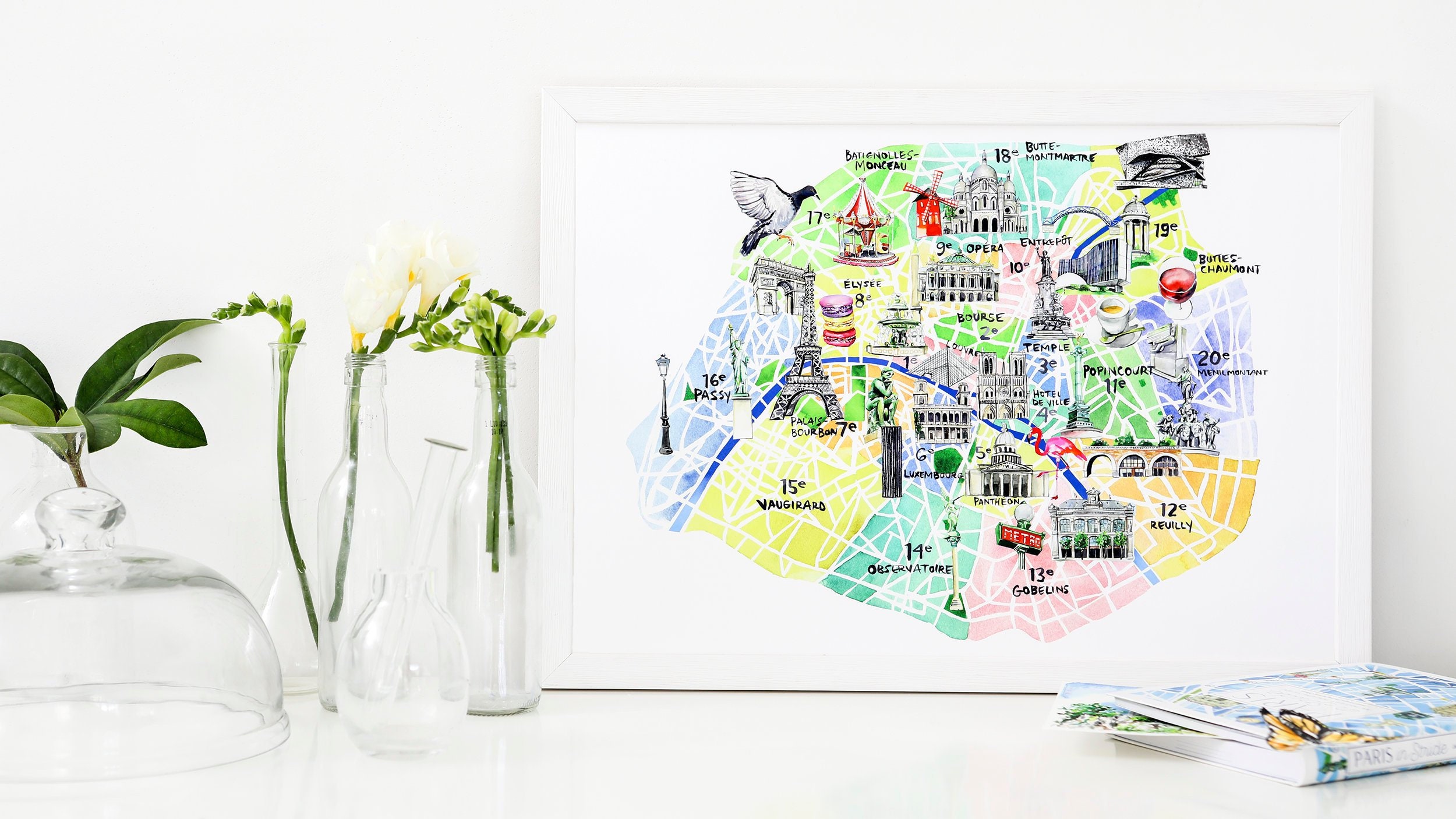 Paris Je T'aime! Watercolor Map of Paris / Limited Edition "paris in ...