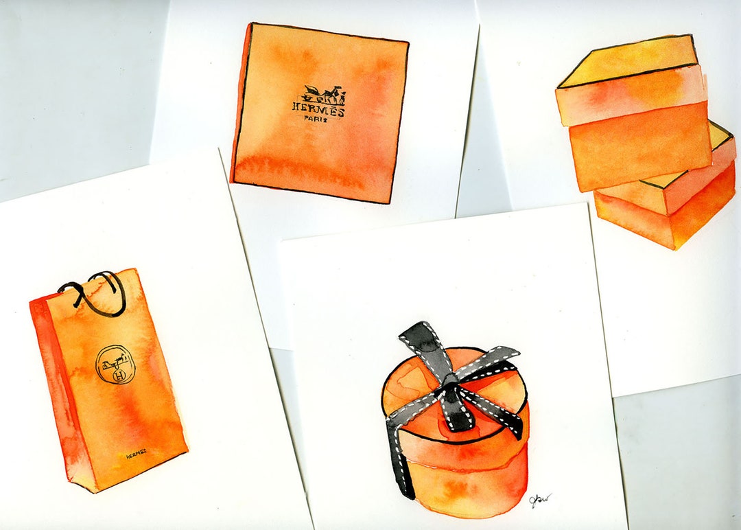 Hermes Boxes / 4 Original Watercolor Illustrations - Etsy