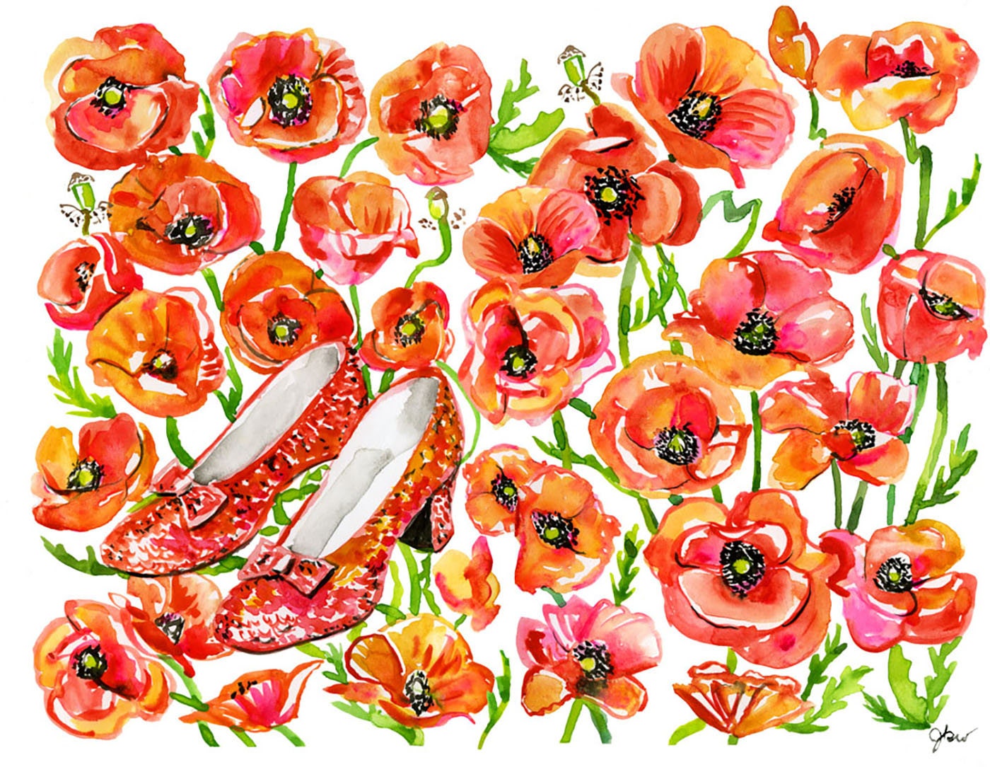 Ruby Slippers: A Watercolor Digital Print Tribute to the Wizard of Oz ...