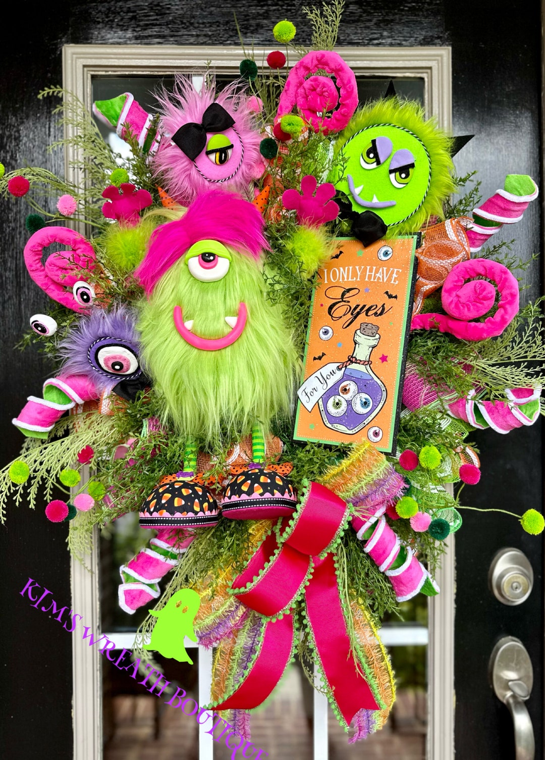 Halloween Wreath, Halloween Decor, Monster Wreath, Halloween Home Decor ...