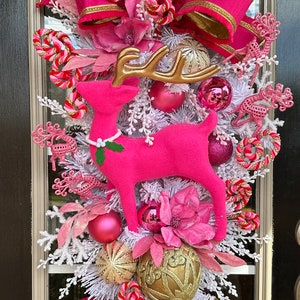 Reindeer Swag, Reindeer Wreath, Flocked Christmas Swag, Flocked ...