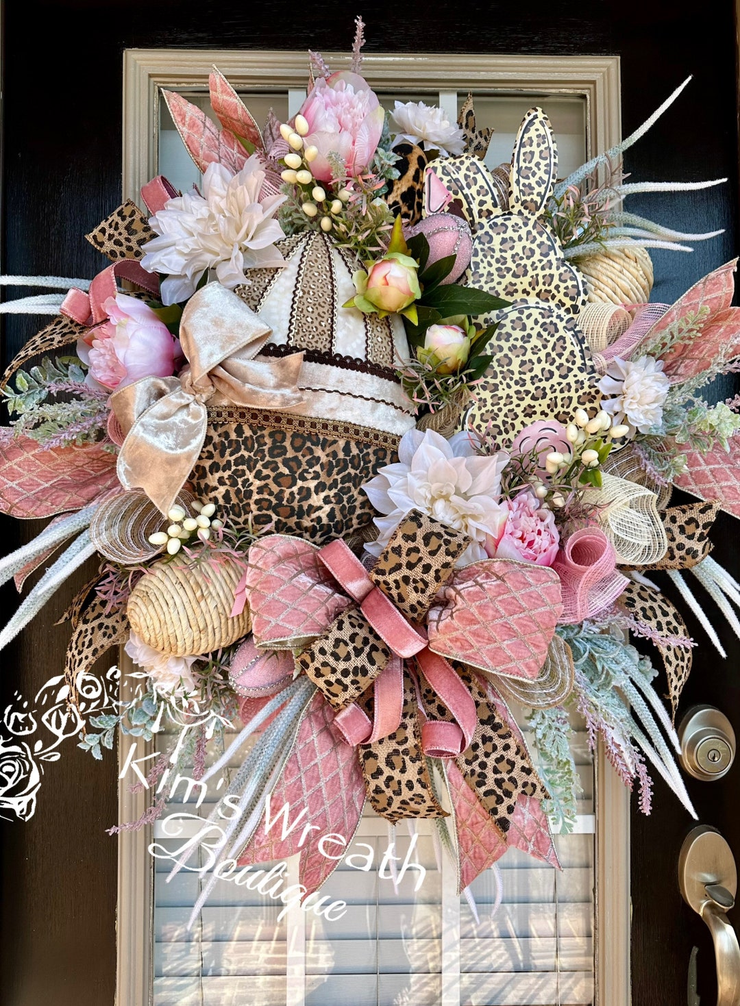 Easter Wreath, Leopard Print Wreath, Easter Decor, Easter Home Decor ...
