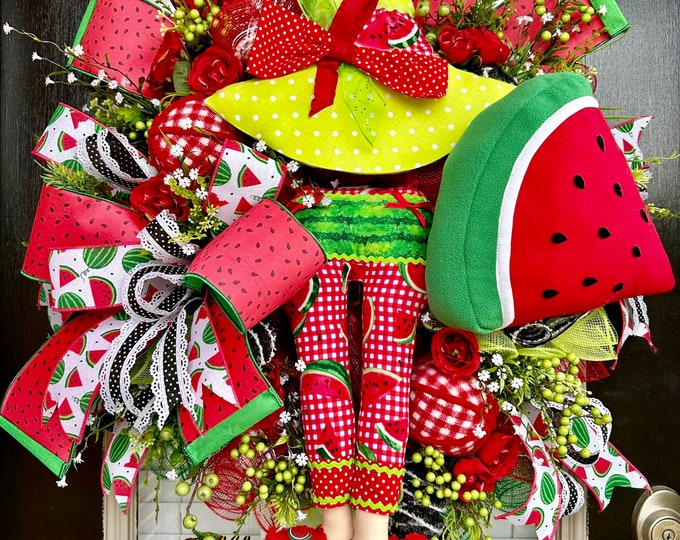 Watermelon Wreath, Watermelon Decor, Watermelon Home Decor, Summer ...