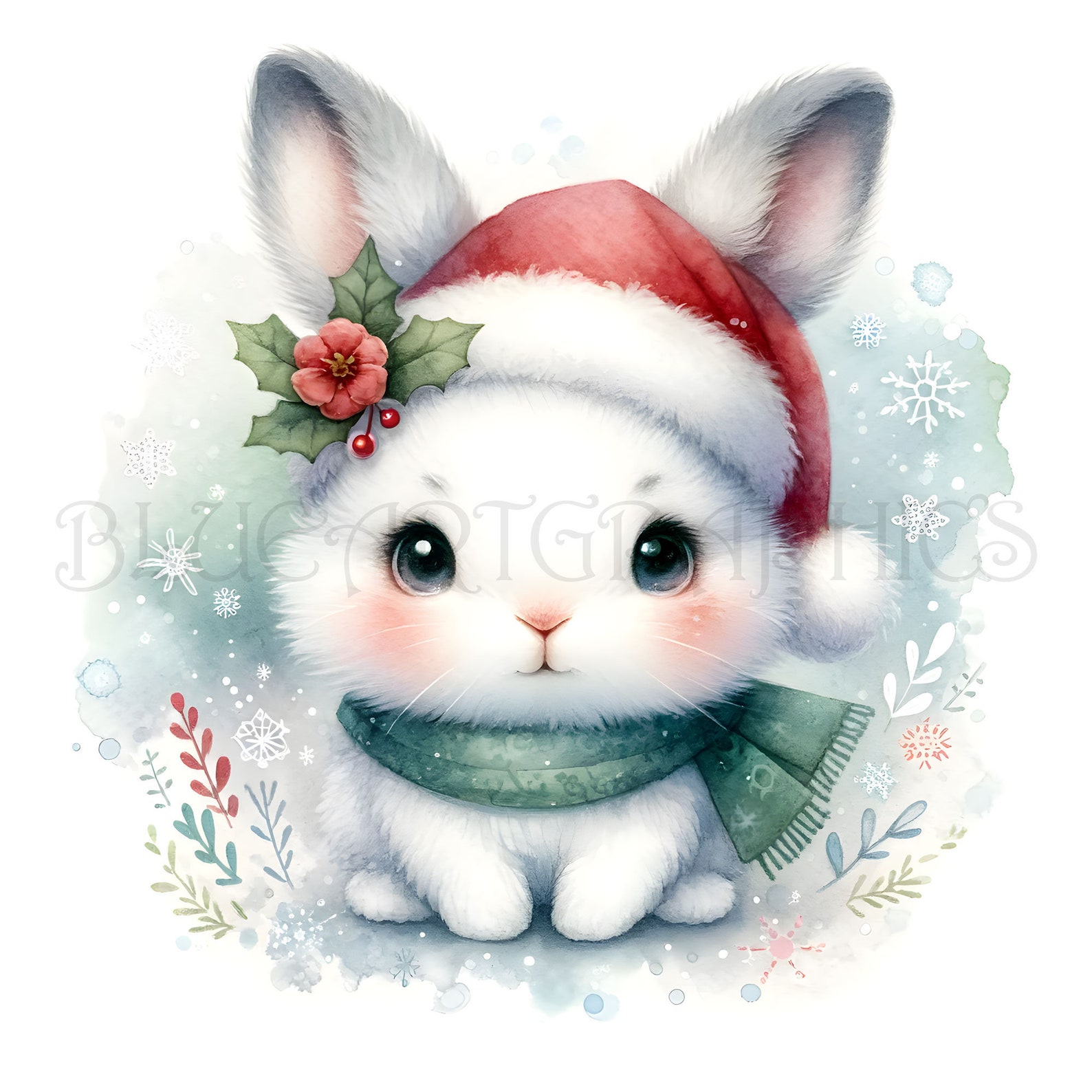 10 Files Cute Christmas Rabbit Clipart Bundle 10 High Quality Clipart ...