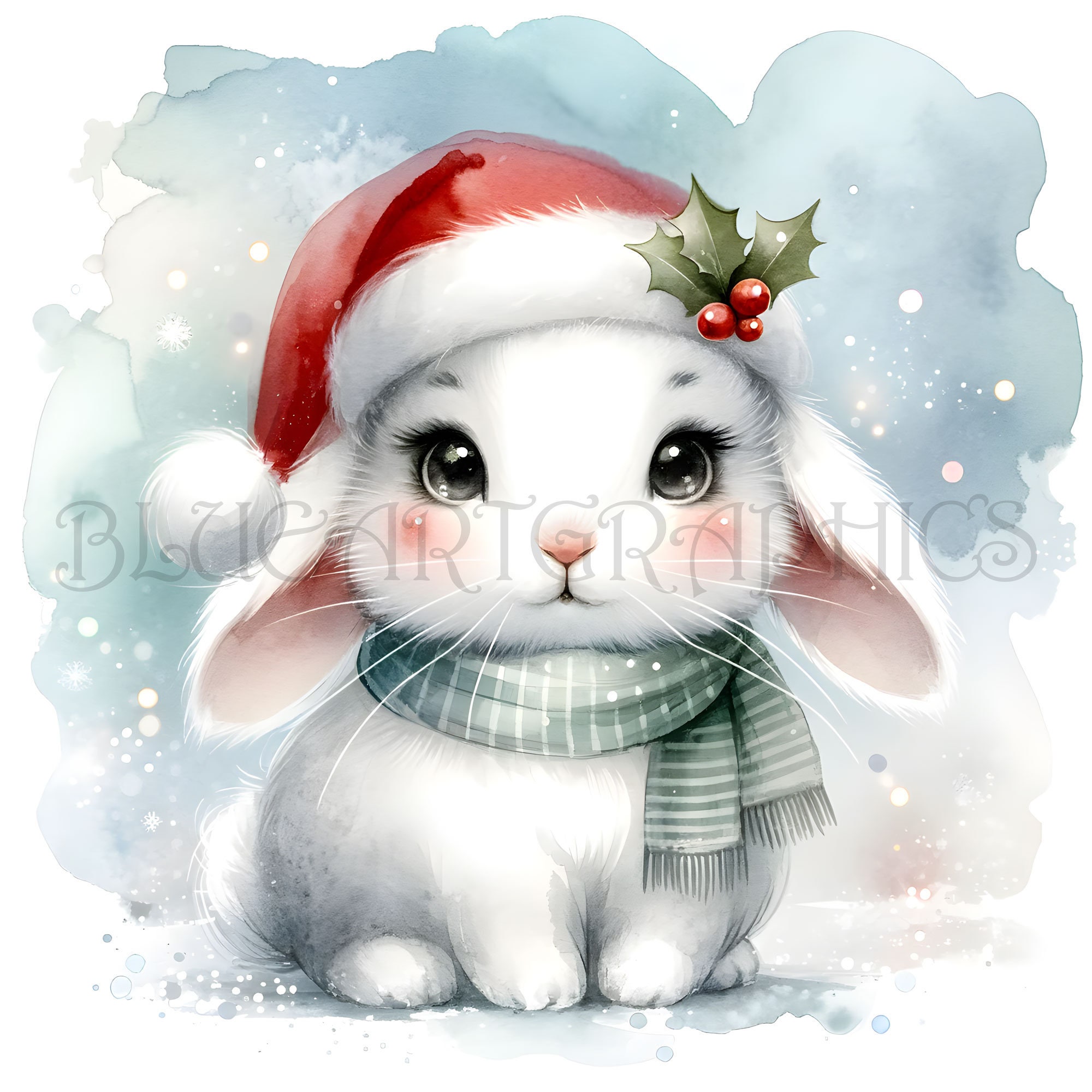10 Files Cute Christmas Rabbit Clipart Bundle 10 High Quality Clipart ...