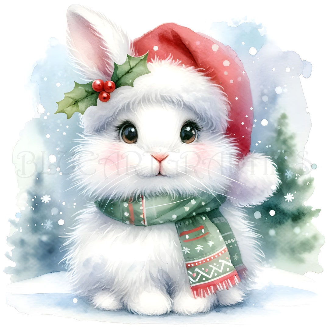 10 Files Cute Christmas Rabbit Clipart Bundle 10 High Quality Clipart ...