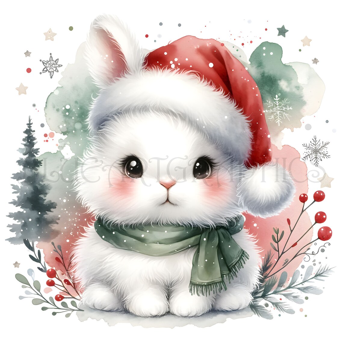 10 Files Cute Christmas Rabbit Clipart Bundle 10 High Quality Clipart ...