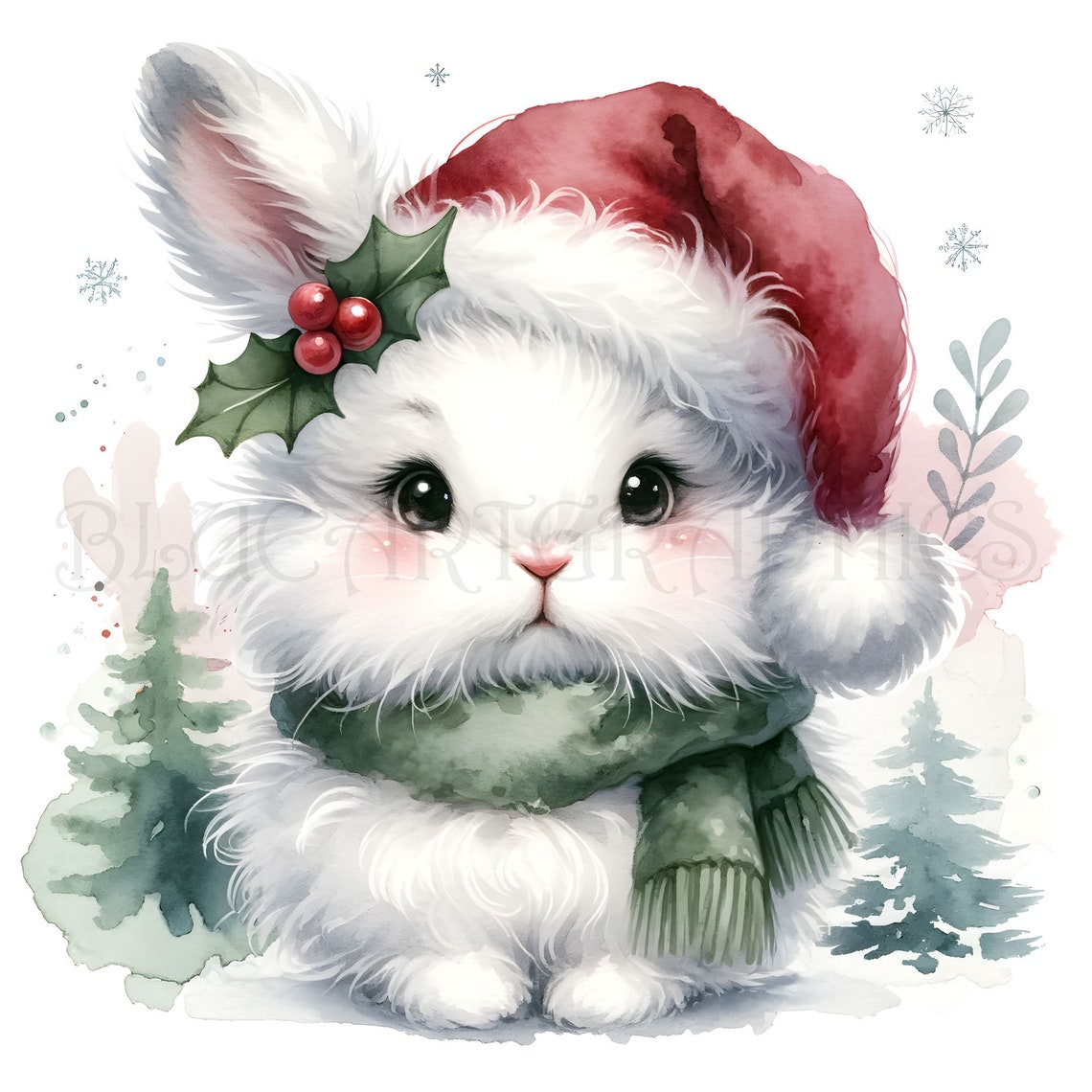 10 Files Cute Christmas Rabbit Clipart Bundle 10 High Quality Clipart ...