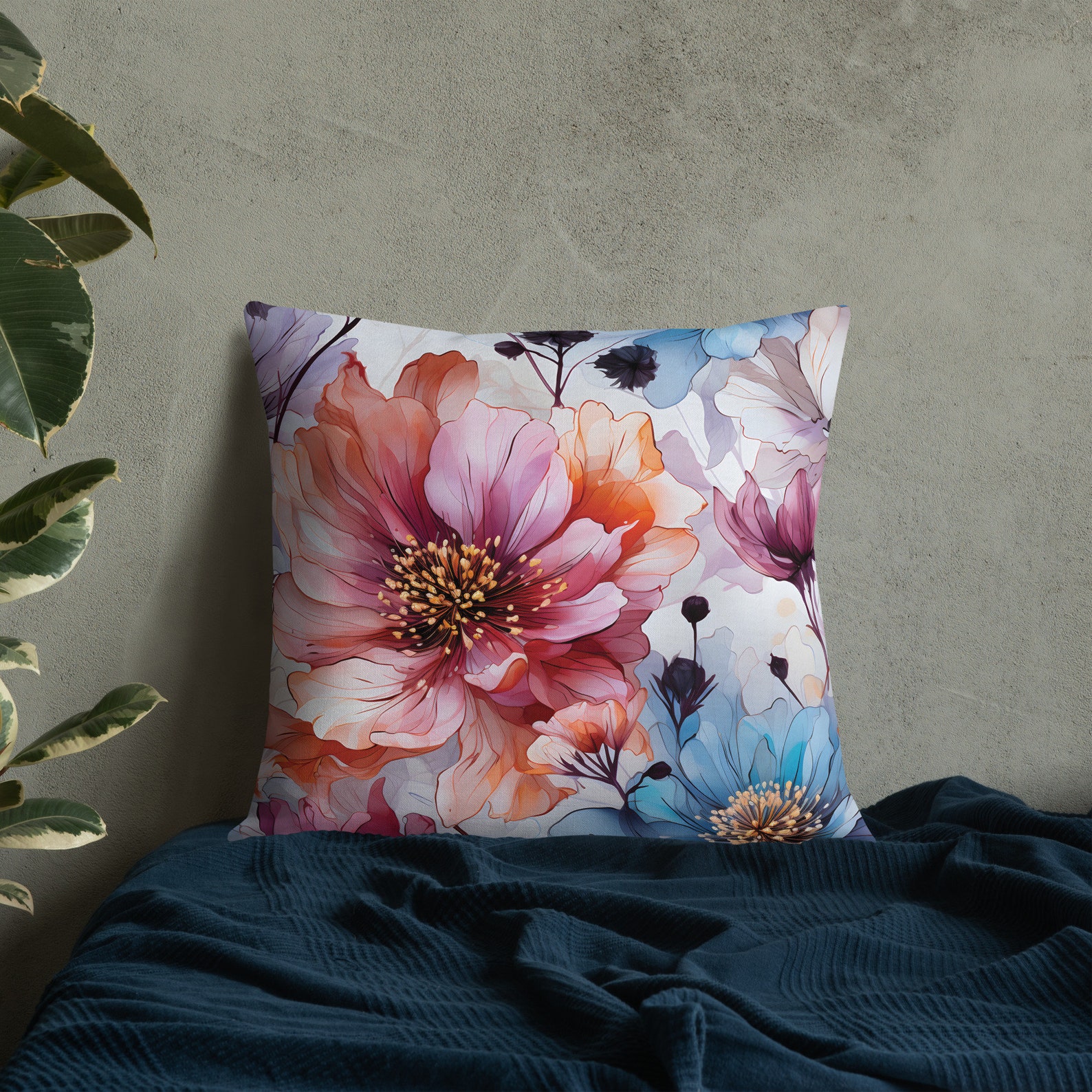 Illustrated Pastel Alcohol Ink Flowers Seamless Pattern, Digital Papers ...