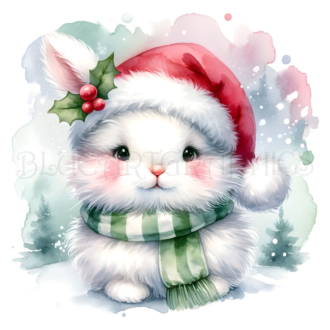 10 Files Cute Christmas Rabbit Clipart Bundle 10 High Quality Clipart ...