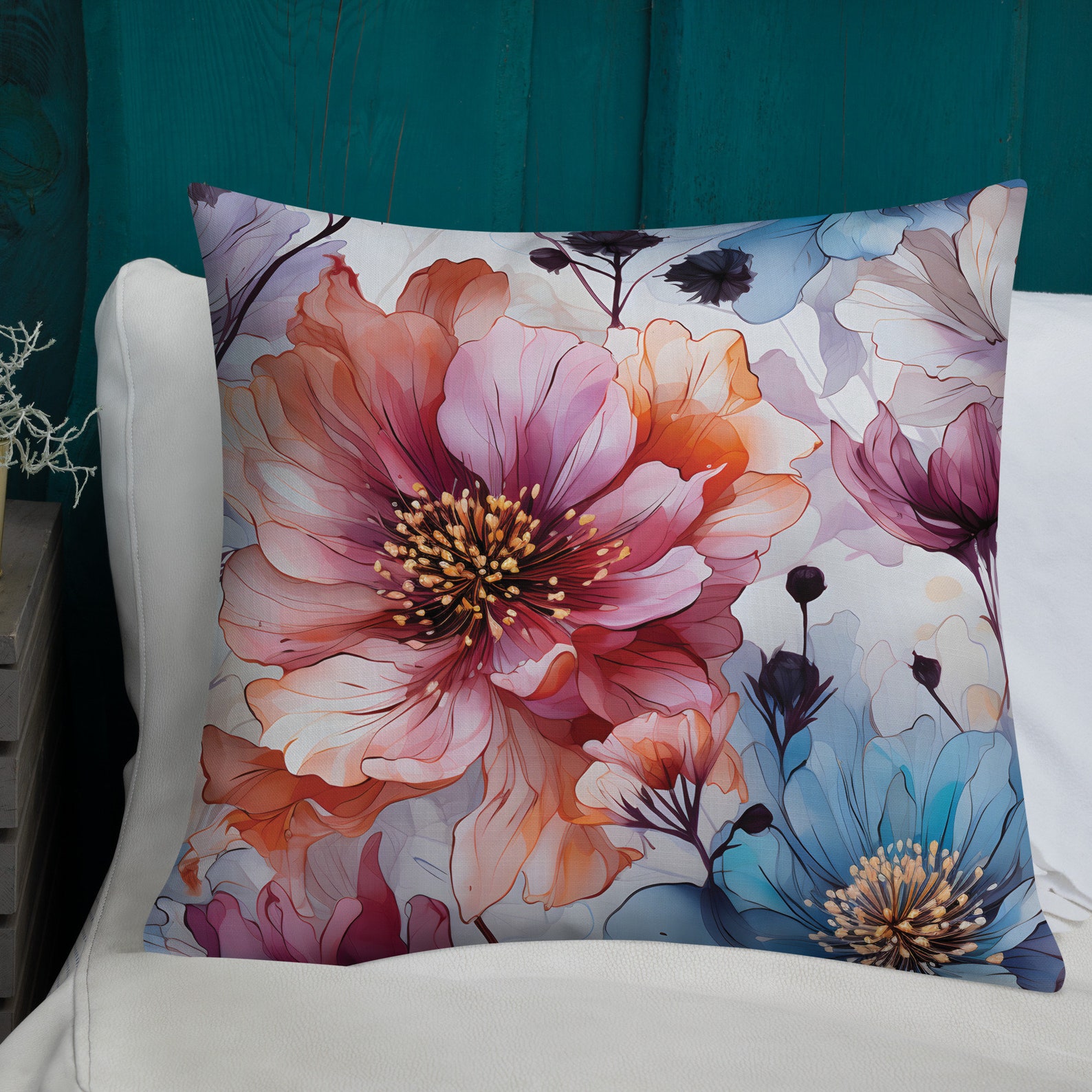 Illustrated Pastel Alcohol Ink Flowers Seamless Pattern, Digital Papers ...