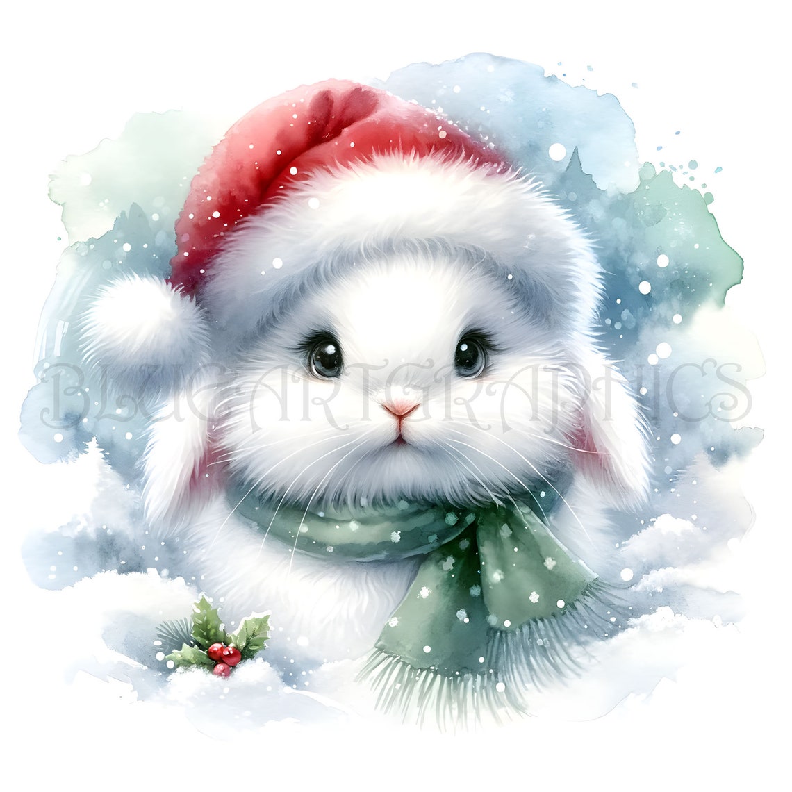 10 Files Cute Christmas Rabbit Clipart Bundle 10 High Quality Clipart ...