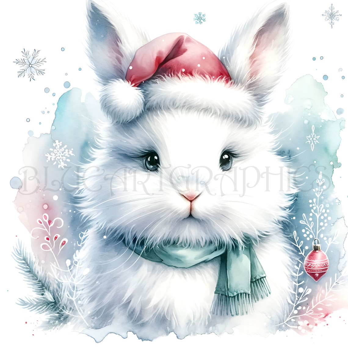 10 Files Cute Christmas Rabbit Clipart Bundle 10 High Quality Clipart ...