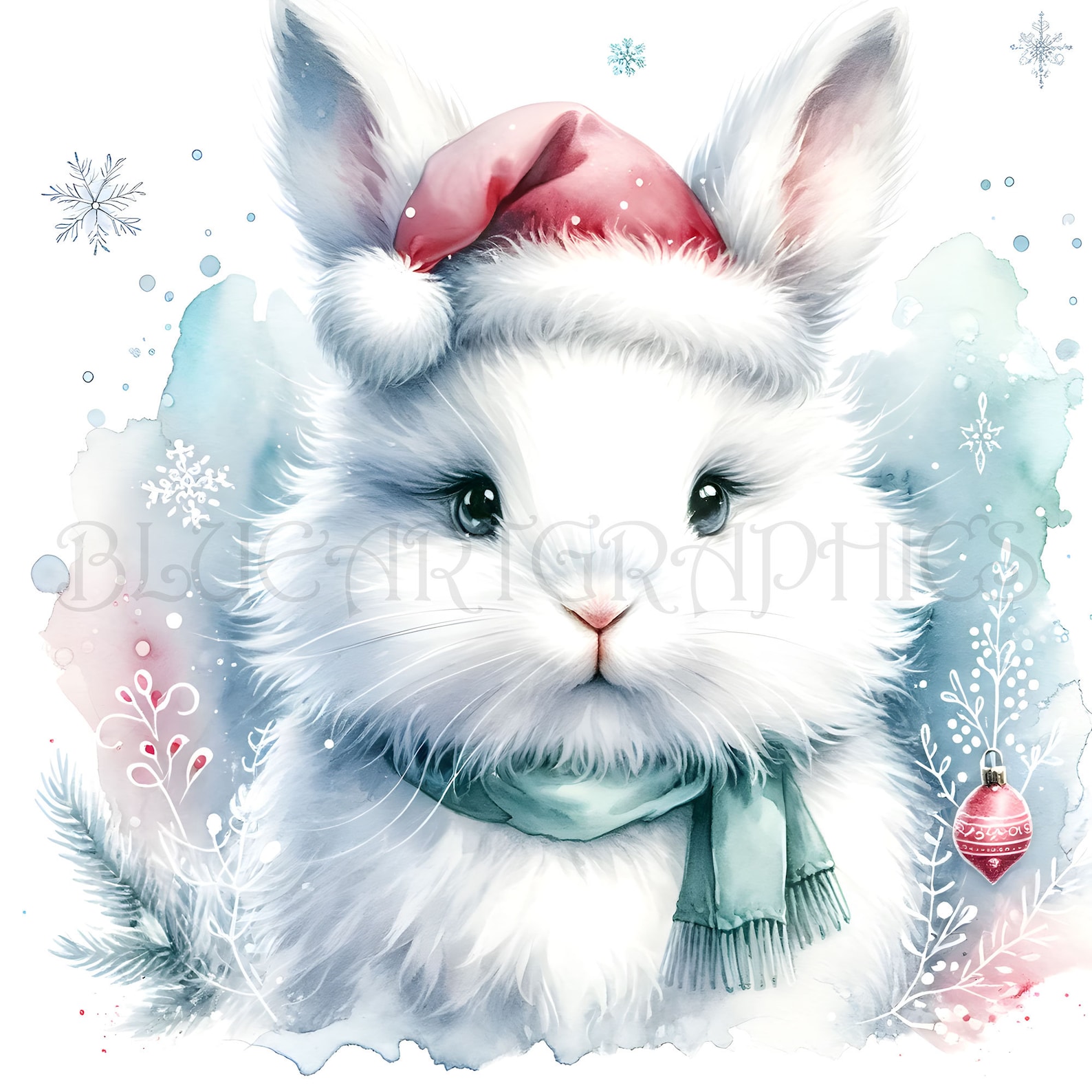 10 Files Cute Christmas Rabbit Clipart Bundle 10 High Quality Clipart ...