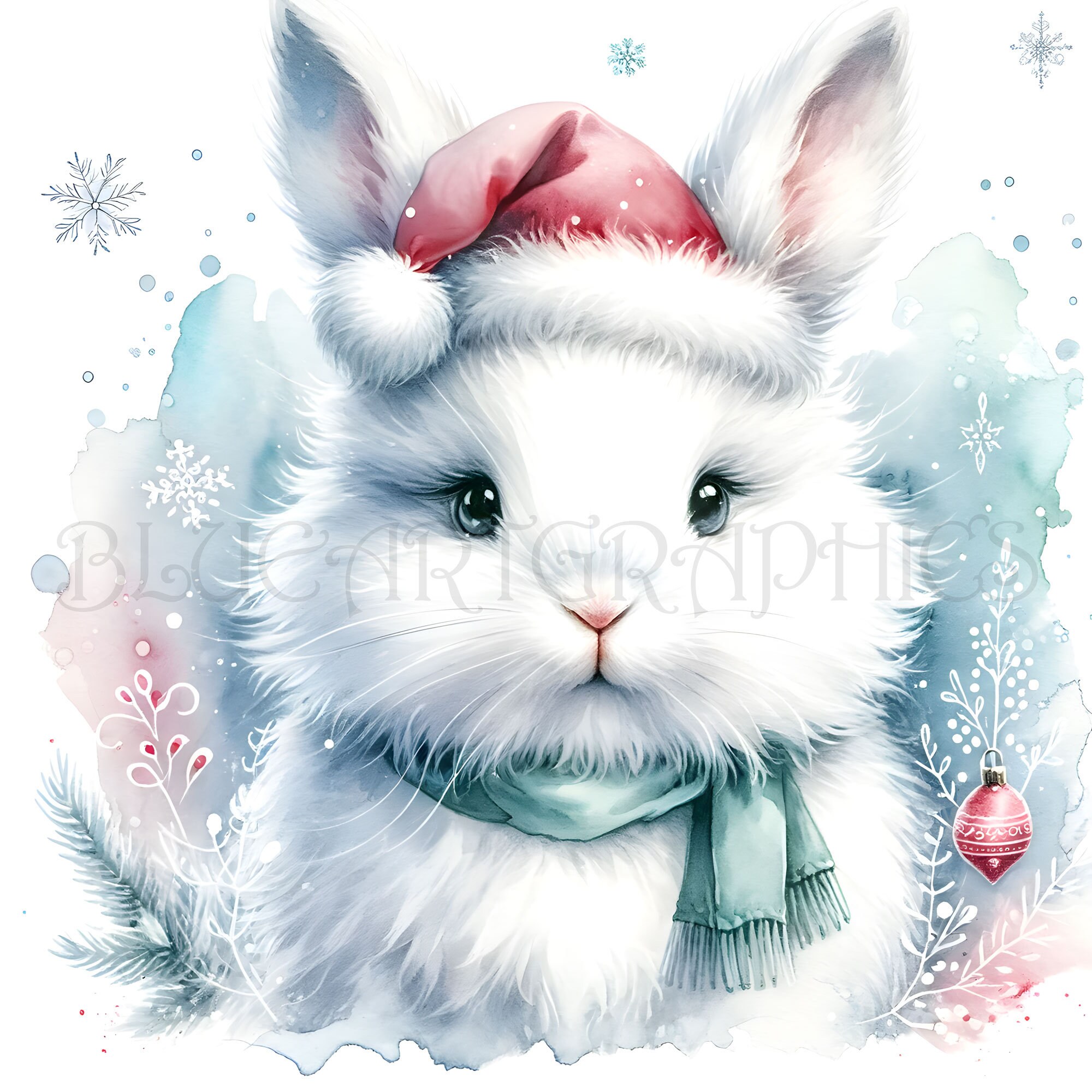 10 Files Cute Christmas Rabbit Clipart Bundle 10 High Quality Clipart ...